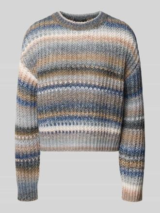 Oui Relaxed Fit Strickpullover aus Woll-Mix mit Streifen-Muster