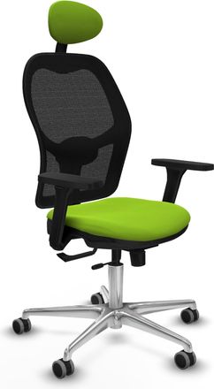 Piqueras y Crespo Ergonomischer Computerstuhl mit 3D-Armen, h&ouml;henverstellbarer Lendenwirbelst&uuml;tze und festem Kopfteil, ausgestattet mit Syncro/Traslack und injiziertem 