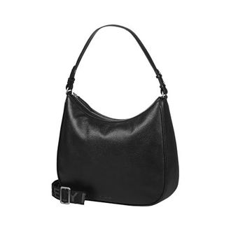 Burkely Always Ava Hobo Round Bag - Sac &Eacute;paule Femme en Cuir Noir - Bandouli&egrave;re Logo R&eacute;glable - Style R&eacute;tro Chic et Urbain