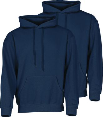 Fruit Of The Loom Doppelpack Classic Kapuzen-Sweat Herren Hoodie 2er Pack + GRATIS MyShirt Stoffbeutel, Farbe:Navy, Gr&ouml;&szlig;e:2XL