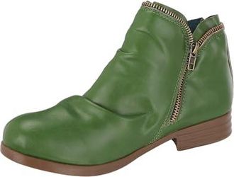 Generic cfpqv Bottines Chelsea plates en cuir pour femme - Bottes plates pour femme - Bottes de loisirs - Bottes en cuir pliss&eacute;es - Bottes de cowboy Western -