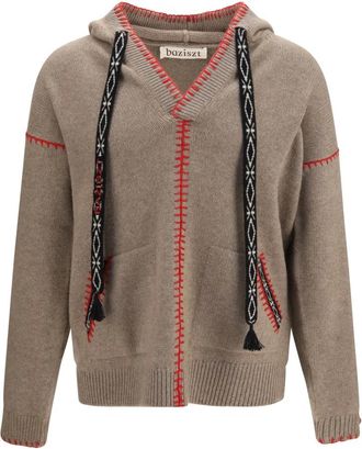 Baziszt Baziszt - Pull en Cachemire Brod&eacute; Kafti - Femme - Pulls - Beige - Taille: 38 FR