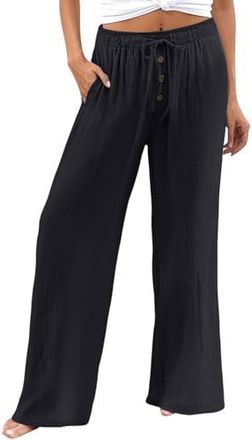 Generic Pantalon kaki pour femme - Pantalon de yoga droit pour femme - Pantalon cargo grande taille - Pantalon de marin pour femme - Jambe large - Costume de 