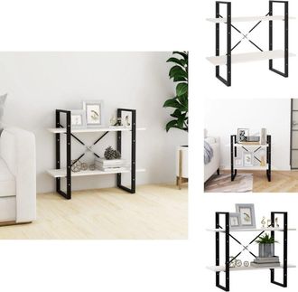 vidaXL Bibliothèque à 2 niveaux Blanc 80x30x70 cm Bois de pin massif - Bibliothèque Industrielle - Bibliothèque Blanche - Étagère Design - Meuble Rangement