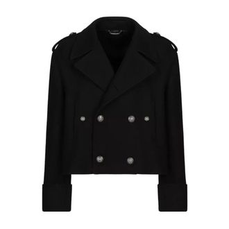 Dolce & Gabbana Kurzer Woll-Milit&auml;rmantel - - Coats - Herren - Schwarzk - XL