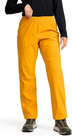 RevolutionRace Vector 2L Pants für Damen, Wasserichte und Winddichte Regenhose für Wandern, Golden Yellow, M