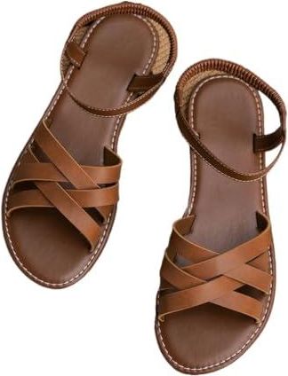 Generic Sandales Femmes, Sandale Femme Confortable Chaussures dété for femmes, sandales plates à bride inférieure avec semelles en caoutchouc antidérapantes, 