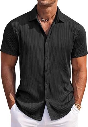 Coofandy Chemise à manches courtes pour homme - Coupe droite - Chemise dété - Chemise de loisirs - Infroissable - Boutonnée - Décontractée - Chemise de plage, 
