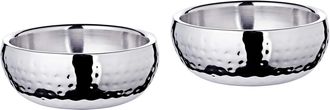 Edzard 2er Set Schale Pluto (Ø 12 cm, H 5 cm) Edelstahl gehämmert hochglanzpoliert, Servierschalen, Snackschalen, Dekoschalen