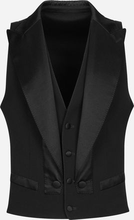 Dolce & Gabbana Einreihige Weste Aus Gabardine - Mann Anzüge Und Blazer Schwarz Wolle 48