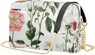 Mnsruu Sacs à bandoulière en cuir pour femme, illustration de plantes, fleurs, sac à main