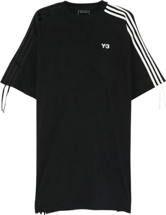 Yohji Yamamoto Femme, Robes, Noir, Taille: 36 FR Cinch 3 Stripes Oversized Tee Dress