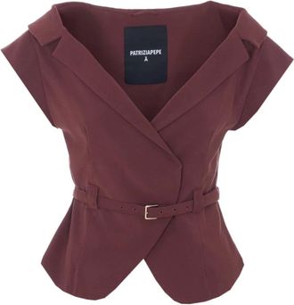 Patrizia Pepe Gilet ceintur&eacute; - Femme - Vestes - Rouge - Taille: 42 FR