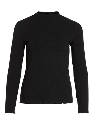 Vila Damen Viwonda Funnel Neck L/S Top/Su Langarmtop 14091089,Schwarz,M