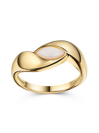 Zeeme Gemstones Ring 925/- Sterling Silber vergoldet Opal wei&szlig;