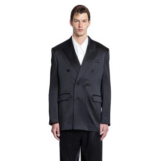 Saint Laurent Double-Breasted Blazer in Silk Satin Crepon