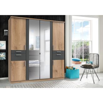 Wimex home24 Drehtürenschrank II 179cm Braun/Eiche Sägerau Dekor/Graphit