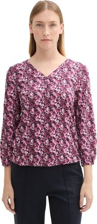 Tom Tailor Damen 1044406 Crincle T-Shirt mit Alloverprint, 36837-Berry Floral Design, S