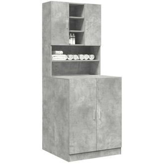 vidaXL Vidaxl - Armoires pour machine &agrave; laver 2pcs gris b&eacute;ton bois ing&eacute;nierie