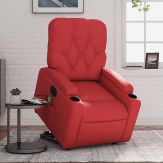 vidaXL vidaXL Massagesessel mit Aufstehhilfe Elektrisch Rot Kunstleder