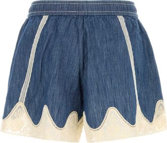 Zimmermann Womens Blue Denim Awaken Shorts Railwayblue Exterior: Cotton