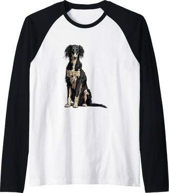 Whyitsme Design Schwarz-Wei&szlig;-Saluki-Hunde-Illustration Raglan