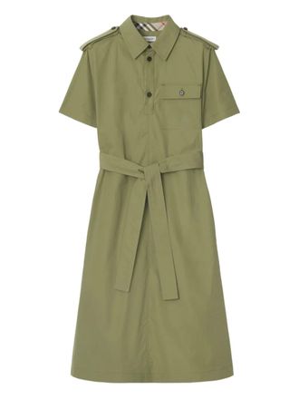 Burberry robe-chemise en coton - Vert