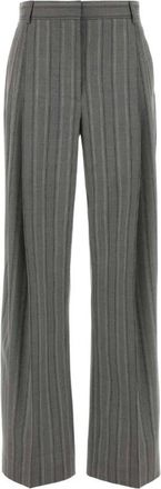 Stella McCartney Femme, Pantalons, Gris, Taille: 40 FR Pantalon large en twill de laine brod&eacute;