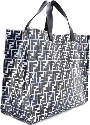 Fendi Shopper Joshua Vides Zucca Coated Canvas Large tote bag - Bleu