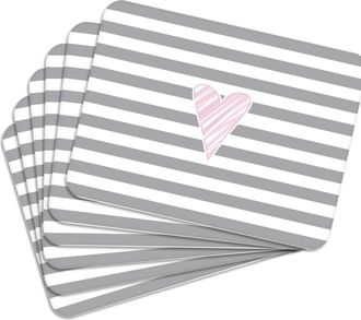 MG Design Set aus 6 Kork-Platzsets - Heart 3 - 30 x 40 cm - hitzebeständig & abwischbar, mit Korkrückseite