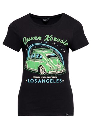 Queen Kerosin Damen T-Shirt Oldtimer Kultauto Vintage Car Retro Los Angeles Damen Slim Fit Los Angeles