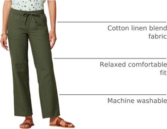 Amazon Essentials Damenhose aus Leinenmischung, Kordelzug mit lockerer Passform und weitem Bein (Erh&auml;ltlich in &Uuml;bergr&ouml;&szlig;e), Dunkles Olivgr&uuml;n, Gr&ouml;&szlig;e M