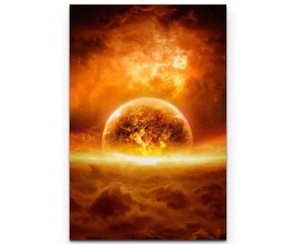 Paul Sinus Art Leinwandbilder | Bilder Leinwand 90x60cm brennender Planet