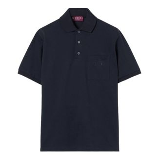 Gucci Polohemd mit Morsetto-Stickerei - - Tops - Herren - Blau - M