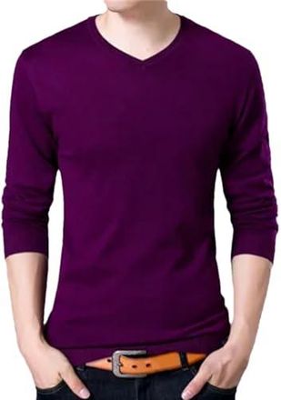 Generic Pulls À Manches Longues Et Col en V pour Hommes, Coupe Cintrée, À La Mode, Grande Taille