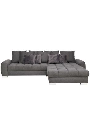 CARRYHOME Ecksofa, Anthrazit, Textil, 4-Sitzer, F&uuml;llung: Schaumstoff,Silikon, L-Form, einmalig seitenverkehrt montierbar, 320x226 cm, Stoffauswahl, R&uuml;cken echt,