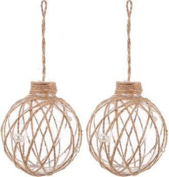 Amosfun Transparente Bruchsichere Weihnachtskugeln Aus Kunststoff 2 St&uuml;Ck Bef&uuml;Llbare Runde Ornamentkugeln Mit Juteschnur F&uuml;R Weihnachtsbaum Dekoration Und DIY
