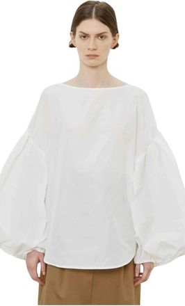 Meimeij Femme, Blouses et Chemises, Blanc, Taille: 38 FR Blusa in tessuto taffet&agrave; di linea dritta