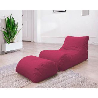 Dmora Moderne Chaiselongue f&uuml;rs Wohnzimmer, Made in Italy, Sessel mit Fu&szlig;st&uuml;tze aus Nylon, Gepolsterter Sitzpuff f&uuml;r Schlafzimmer, 120x80h60 cm, Farbe
