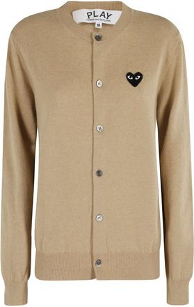 Comme Des Gar&ccedil;ons Femme, Pulls, Beige, Taille: 42 FR Round Neck Emblem Cardigan