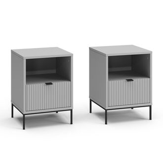 Vicco Nachttisch Eliza, Grau, 2er Set