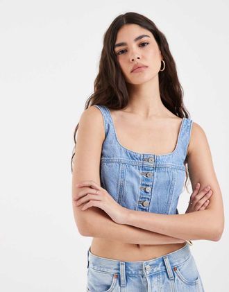 Levi's Audra - Top &agrave; coutures apparentes - Bleu