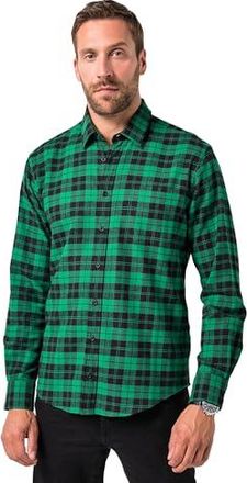 JP1880 Hommes Chemise à Carreaux, Manches Longues et col Kent, Coupe Modern Fit - Jusquau 8 XL Vert Palmier 8XL 842986442-8XL