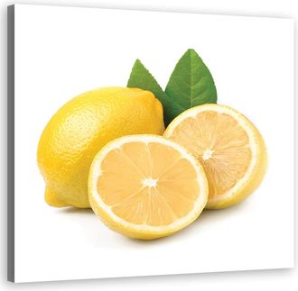 Feeby Vlies Leinwandbild XXL Natur Zitrone Essen 80x80 cm Wandbild Kunst Bilder Schlafzimmer Deko Wohnzimmer Stilleben Früchte Gelb