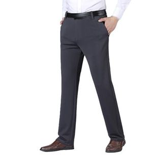 Generic Timelessflex - Pantalon de travail extensible à coupe droite avec poches - Pantalon de travail au week-end pour homme, Gris foncé (doublure en polaire