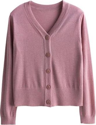 Generic Femmes 100% Laine Imitation Tricot Col V Cardigan Version Cor&eacute;enne Mode Bordure Or Top Printemps, Pi Fen, XS