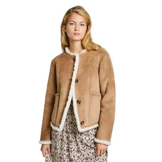 Pepe Jeans London Femme, Vestes, Brun, Taille: 40 FR Veste légère réversible avec effet daim