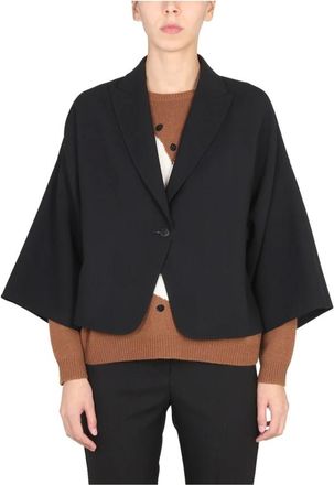 Max Mara Femme, Vestes, Noir, Taille: 36 FR Peaked Lapels Button Clos