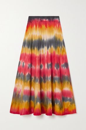 Gabriela Hearst Ella Midirock Aus Plissiertem Kaschmir Mit Batikmuster - Rot