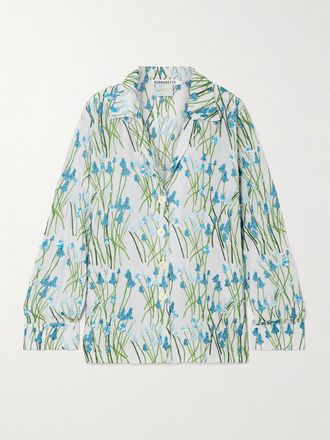 Bernadette Chemise De Pyjama En Soie &Agrave; Broderies Et &Agrave; Ornements Louis - Bleu